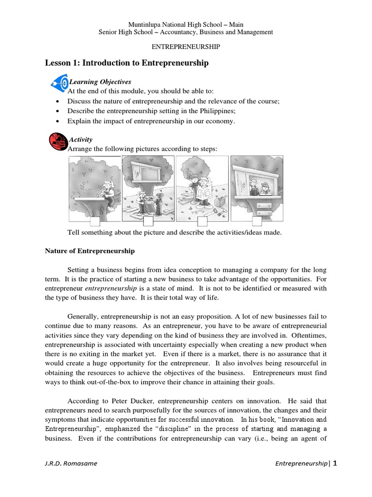 Introduction to Entrepreneurship in PH | PDF | Entrepreneurship ...