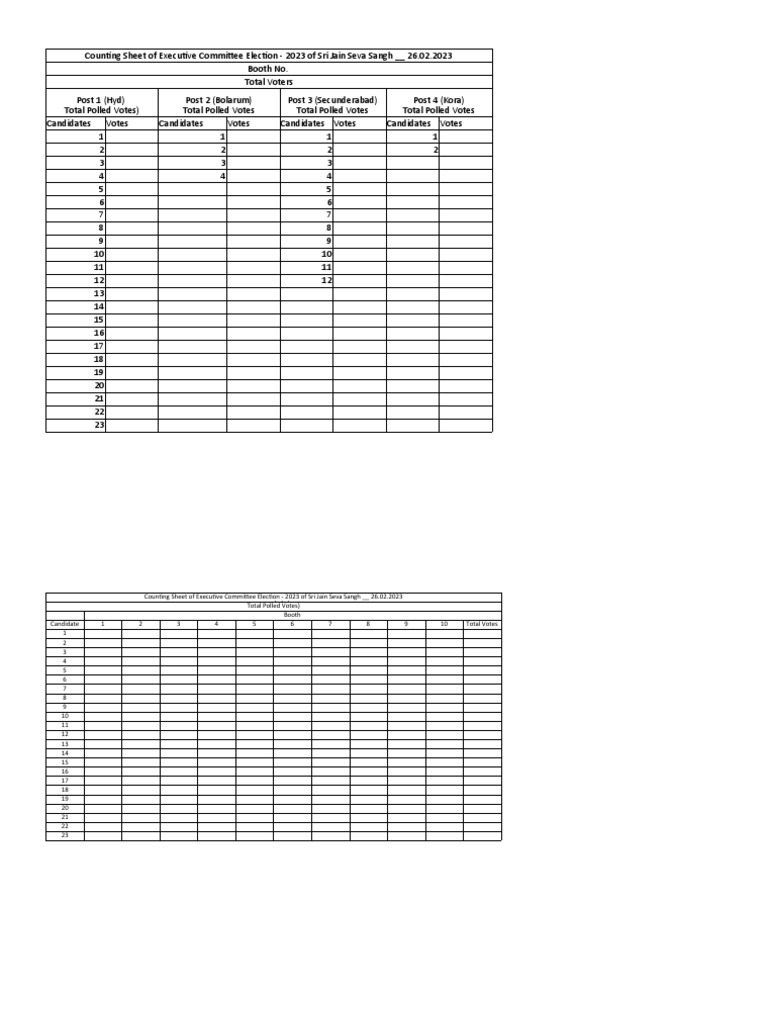 Counting Sheet | PDF | Elections | Political Events