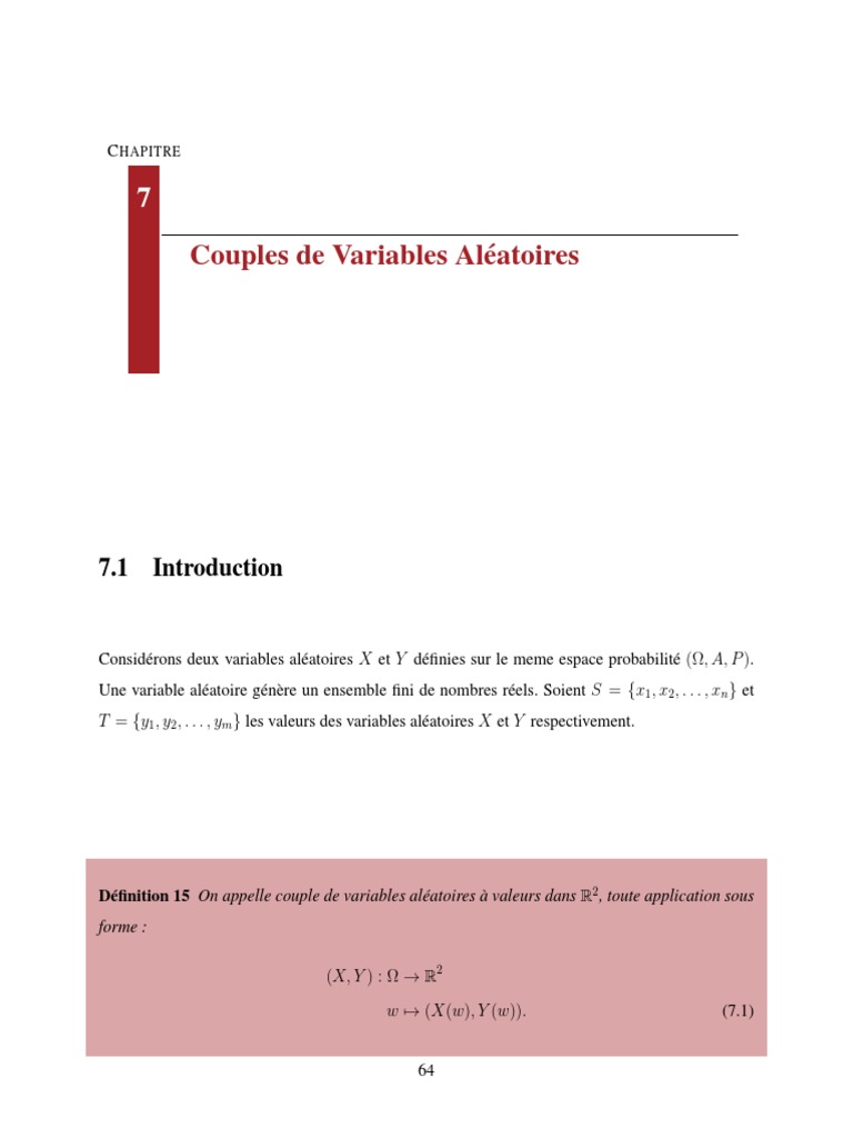 Chapitre 4 Couples de Variables Aléatoires PDF | PDF | Loi de ...