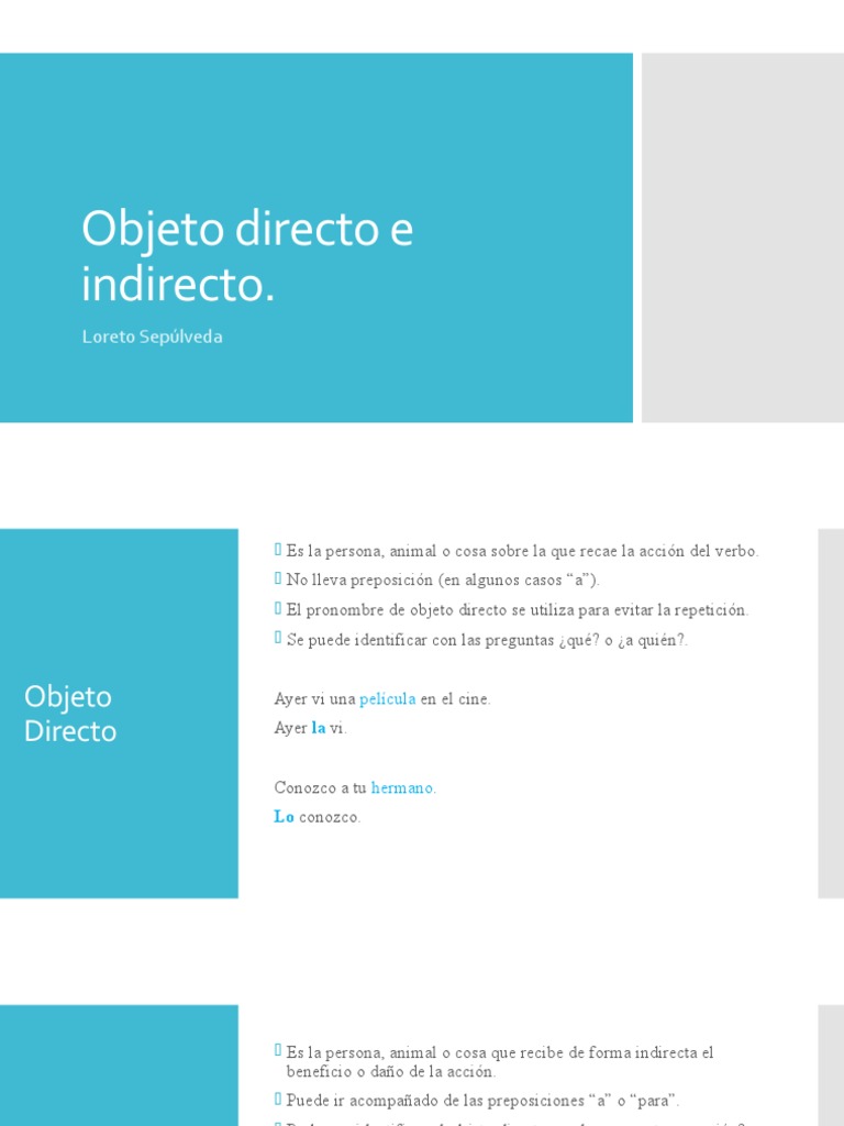 Objetos Directo e Indirecto en Gramática | PDF