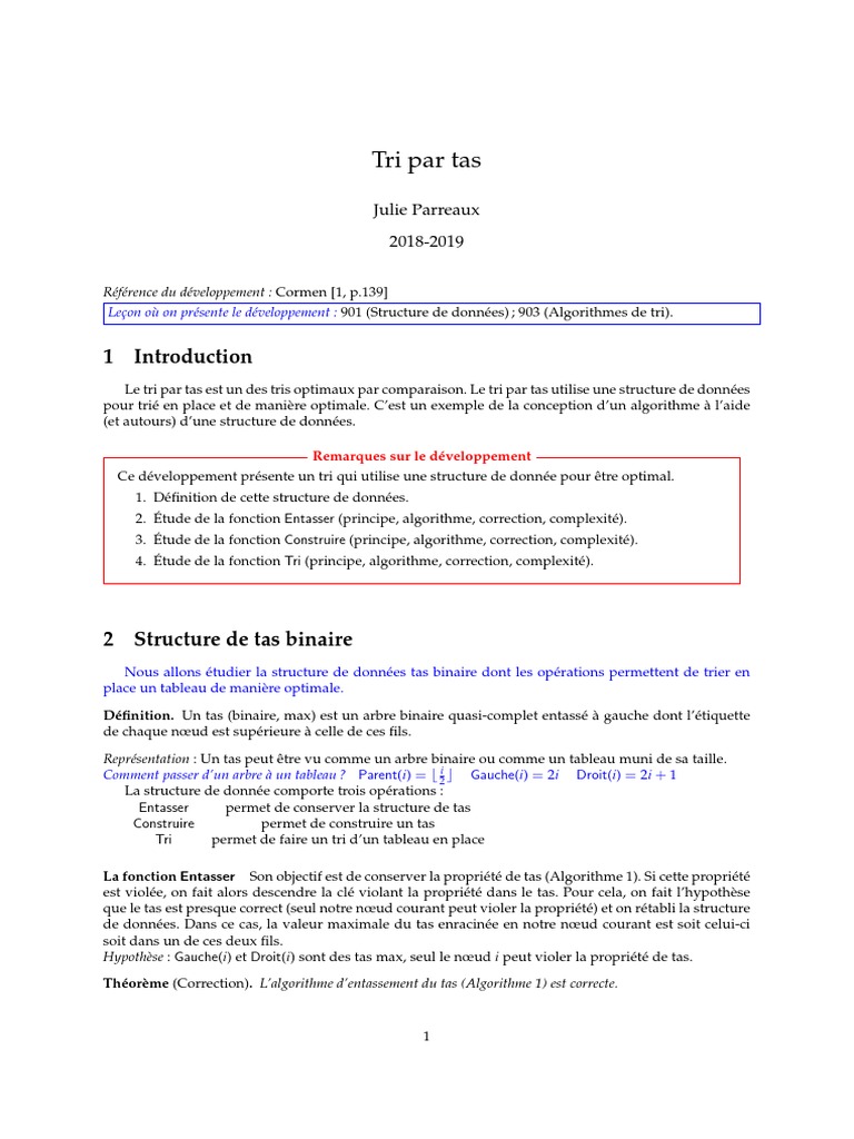 Tri par Tas : Algorithmes et Complexité | PDF | Algorithmes et structures de données ...