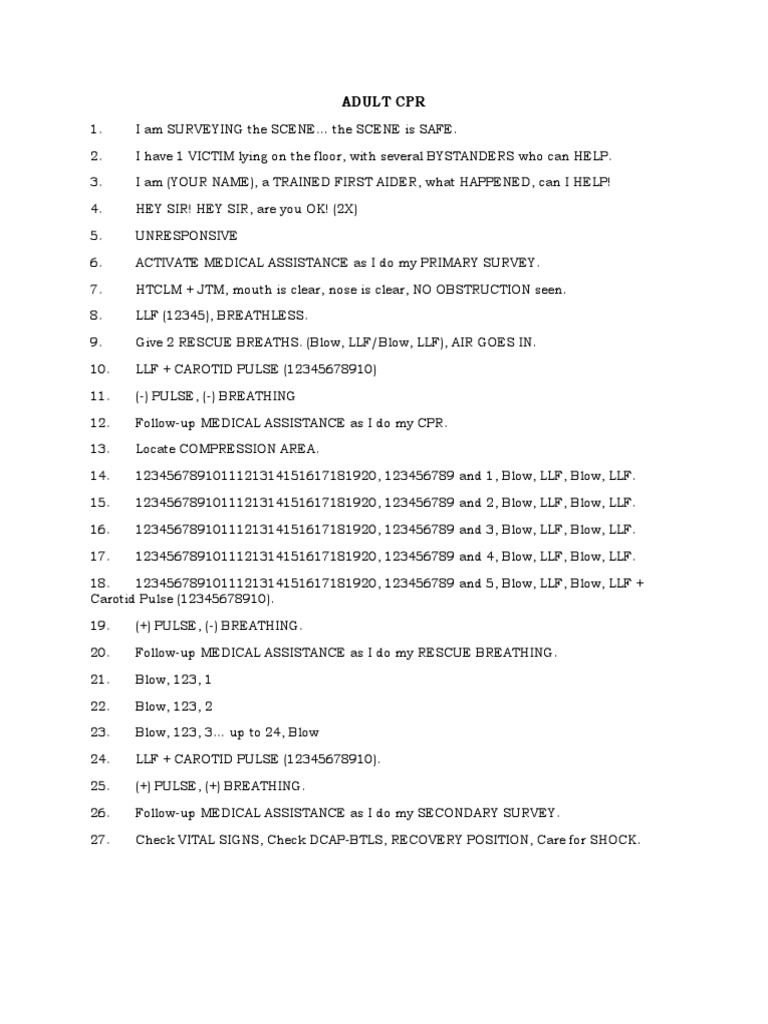 Adult CPR Step-by-Step Guide | PDF