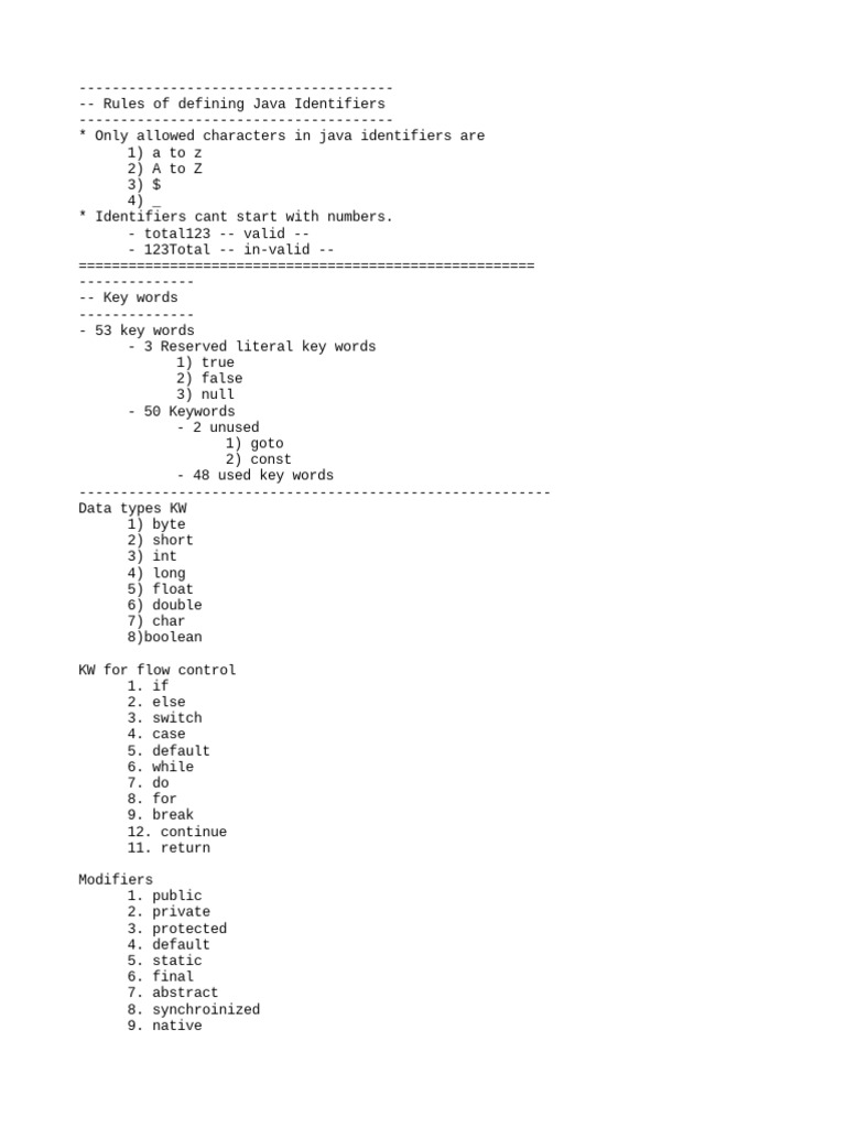 Java Identifiers And Key Words Pdf 8766