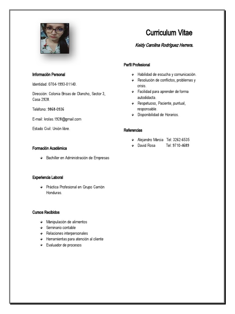 Curriculum Vitae: Keidy Carolina Rodríguez Herrera | PDF