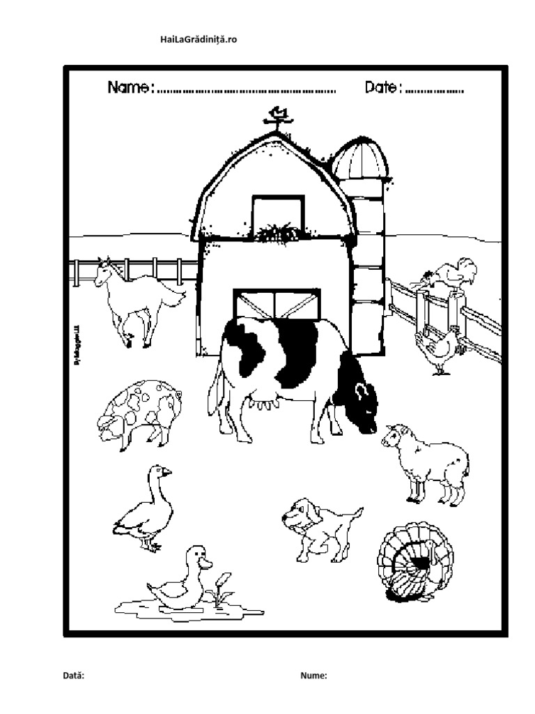 Fise de Colorat Animale de La Ferma | PDF