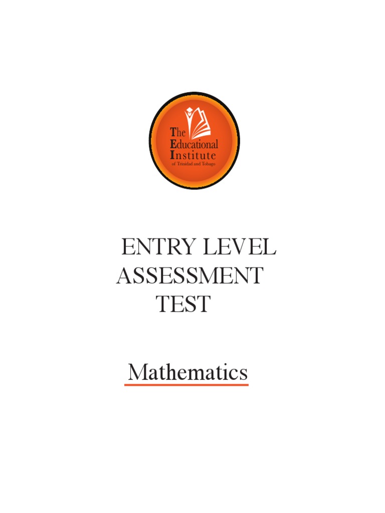 Entry Level Assessment Test Math PDF | PDF | Area | Geometry