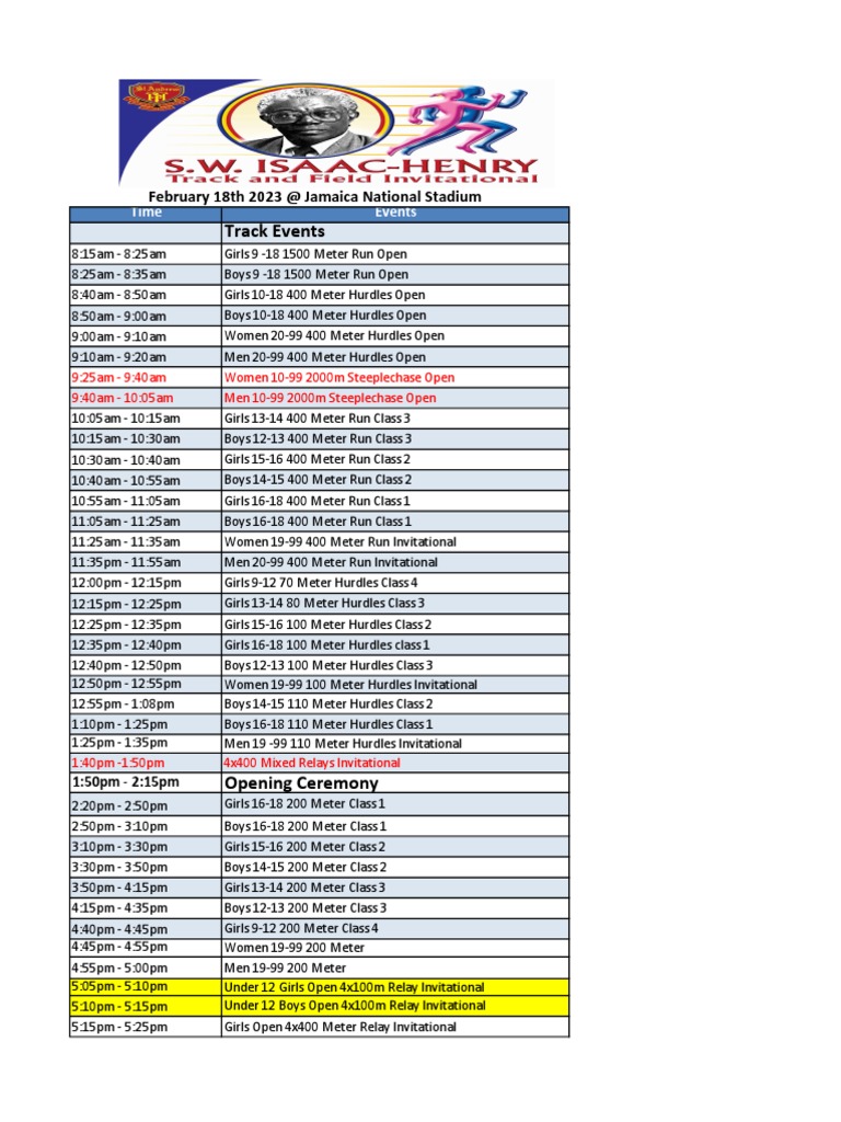 S.W. Isaac Henry T FI 2023 Updated Schedule Jan 30th 2023 PDF | PDF | Sports Competitions ...