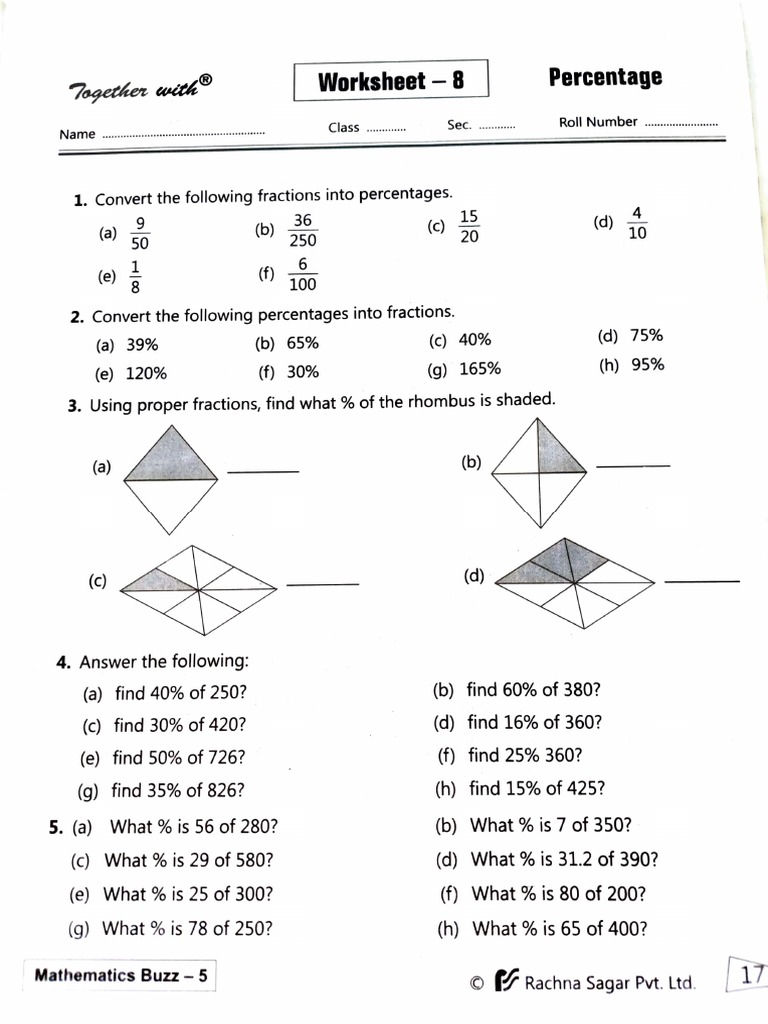 Percentage, Profit and Loss Word Problems: Calculating Percentages ...