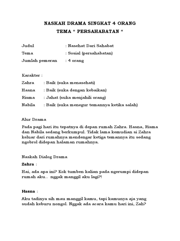 Naskah Drama Singkat 4 Orang | PDF