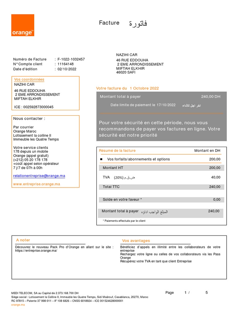 Facture Internet et TVA - Octobre 2022 | PDF | Taxe sur la valeur ...