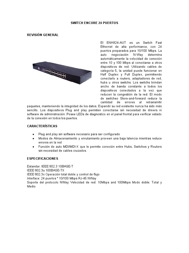 Switch Encore 24 Puertos | PDF