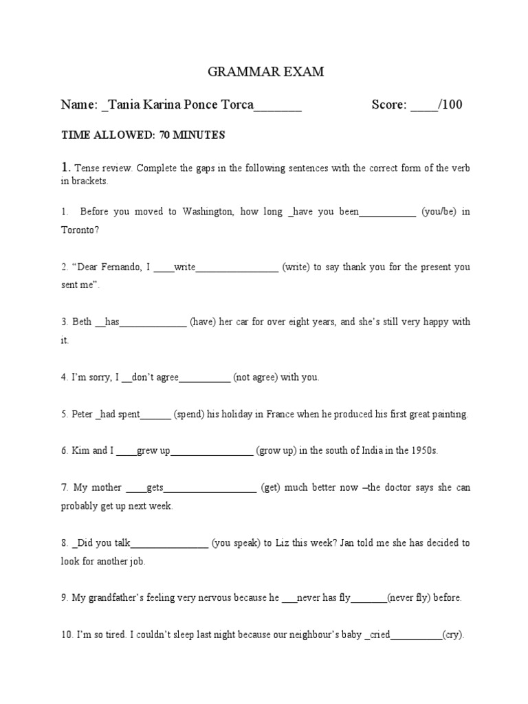 Final Grammar Test Questions-Answer | PDF | Ellipsis | Grammar