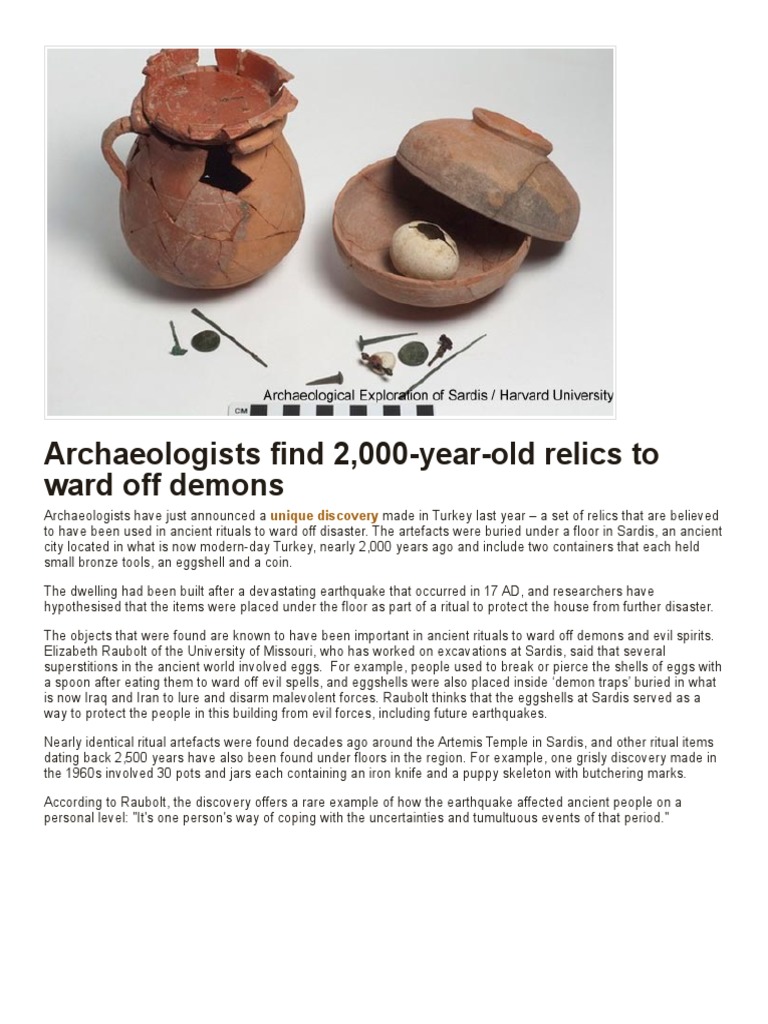 Archaeologists Find 2,000-Year-Old Relics To Ward Off Demons | PDF ...