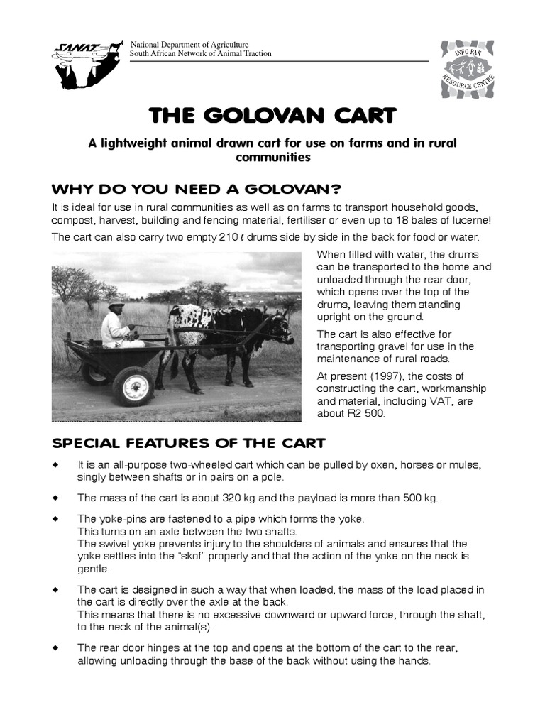 Golovan Ox Cart Specifications | PDF | Cart | Animal Powered Transport