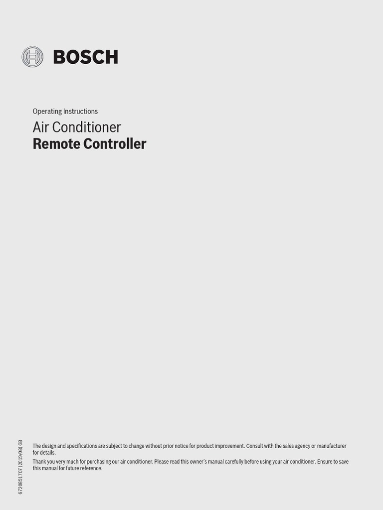 Remote Controller Manual PDF | PDF | Remote Control | Air Conditioning
