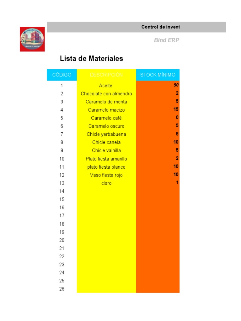 Plantilla Control Basico inventario-Bind-ERP | Descargar gratis PDF ...