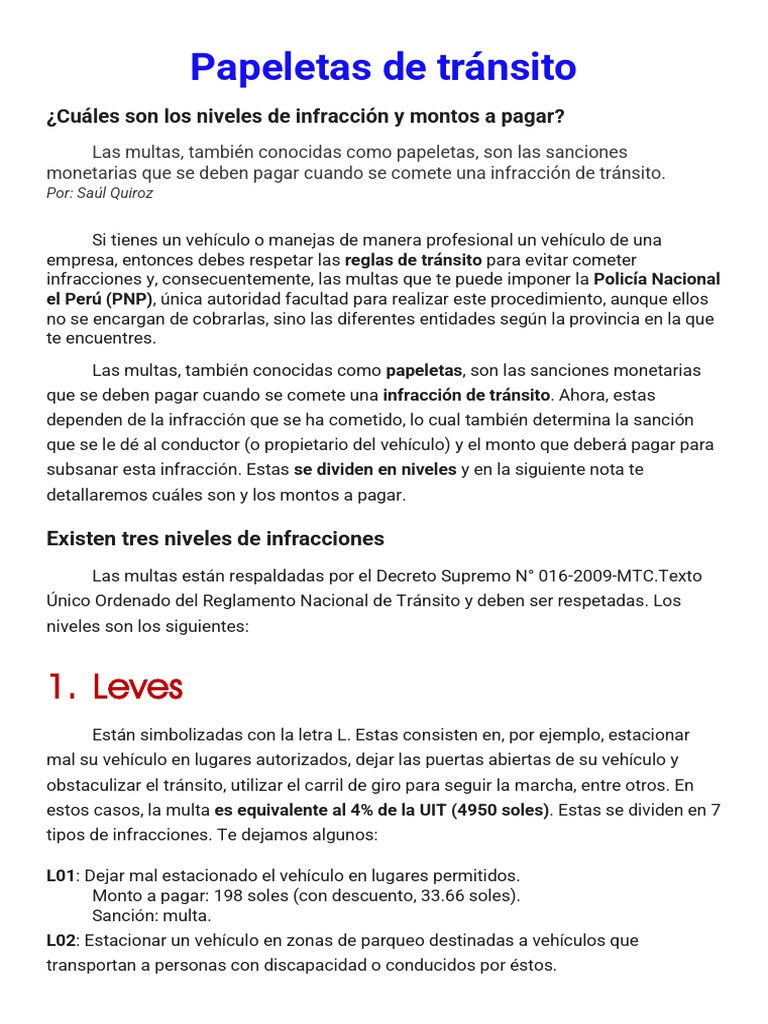 Papeletas de Tránsito | PDF | Licencia de conducir | Multa (pena)