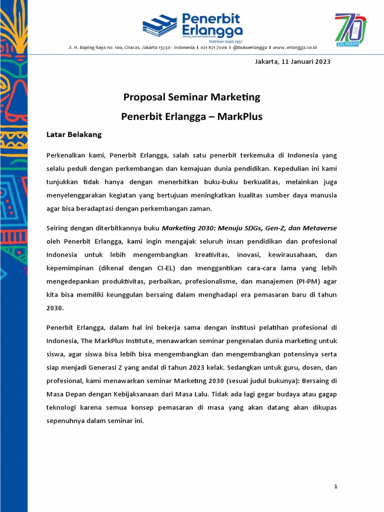 Proposal Seminar Marketing 2030 - MarkPlus Institute | PDF