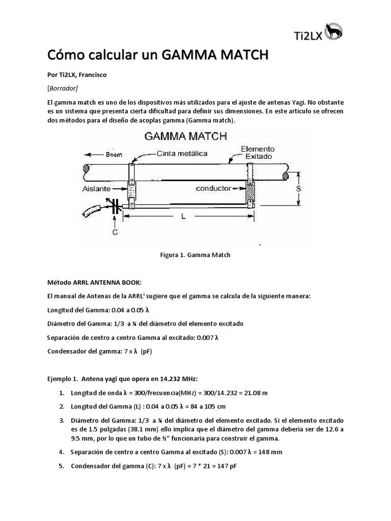 Cálculo del Gamma Match para Antenas Yagi | PDF | Antena (Radio ...