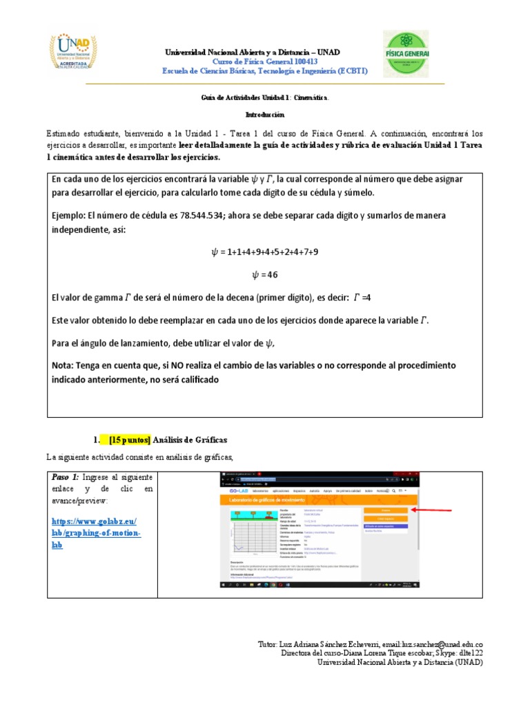 Anexo 1-Tarea 1 Cinematica | PDF | Aceleración | Cinemática