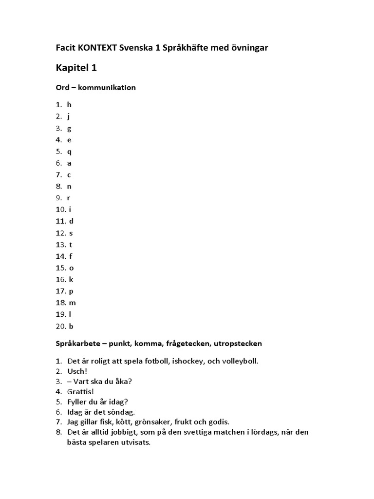 Sprakhafte Kontext Facit | PDF