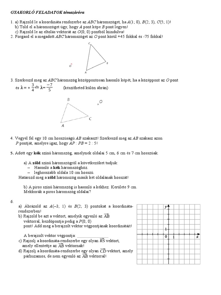 GYAKORLÓ FELADATOK Témazáróra | PDF
