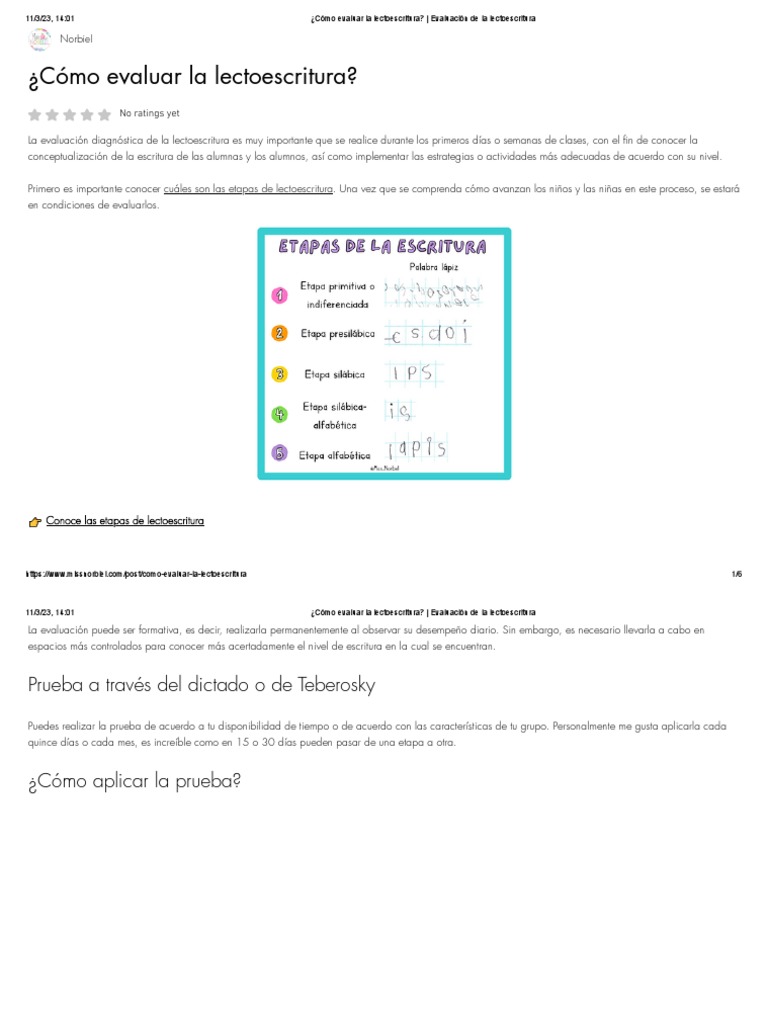 ¿Cómo Evaluar La Lectoescritura - Evaluación de La Lectoescritura | PDF | Escritura | Sílaba