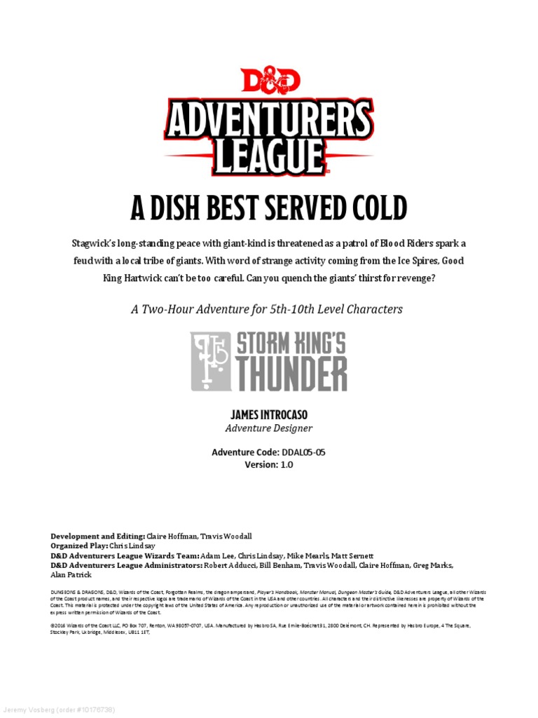 DDAL05-05 A Dish Best Served Cold PDF | PDF | Wizards Of The Coast ...