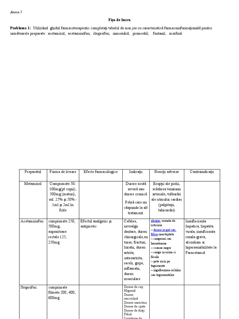 Anexa 5 Farmacologie | PDF