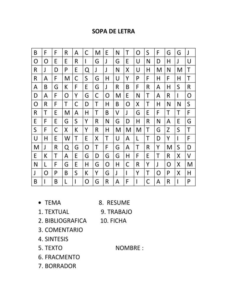 Sopa de Letra | PDF