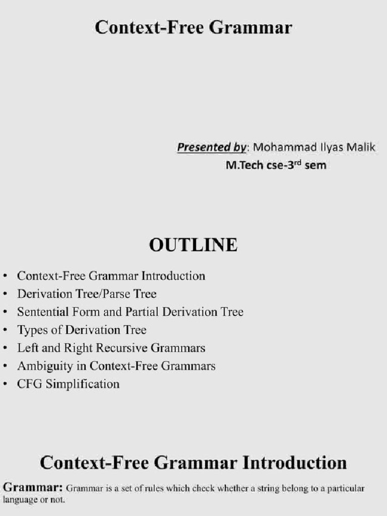 Context Free Grammar PDF | PDF