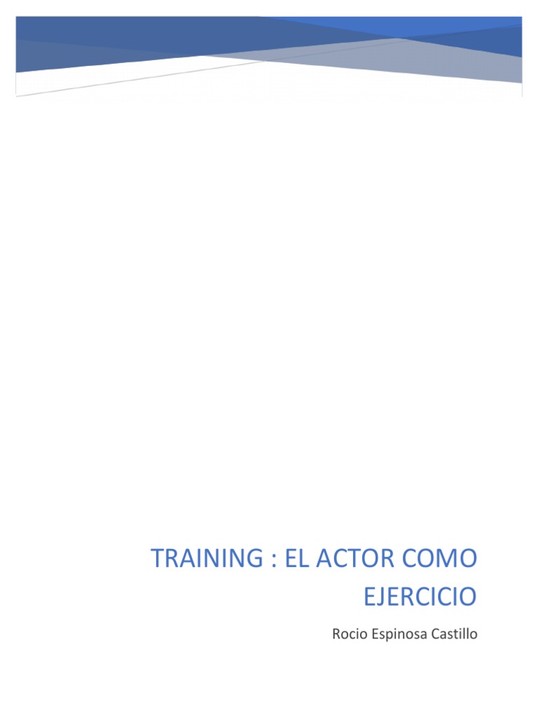 TRAINING | PDF | Actor