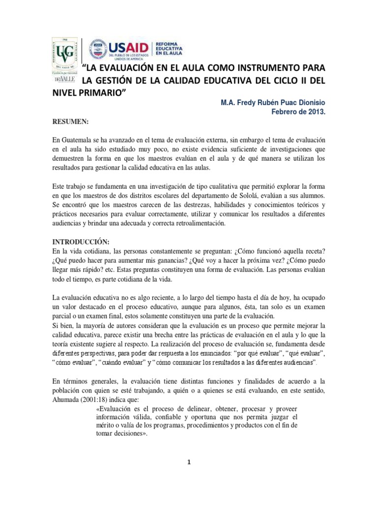 La Evaluacion en El Aula Como I | PDF | Evaluación | Enseñando