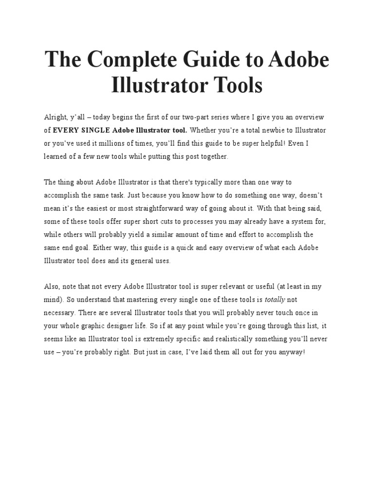 Adobe Illustrator Tools Overview Guide | PDF | Chart | Pie Chart
