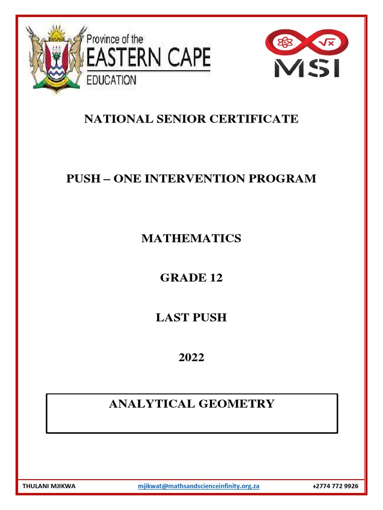 Grade 12 Analytical Geometry Guide | PDF