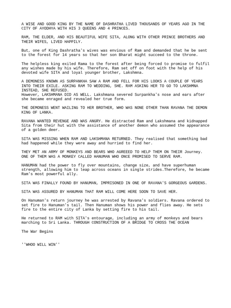 Ramayan Script | PDF