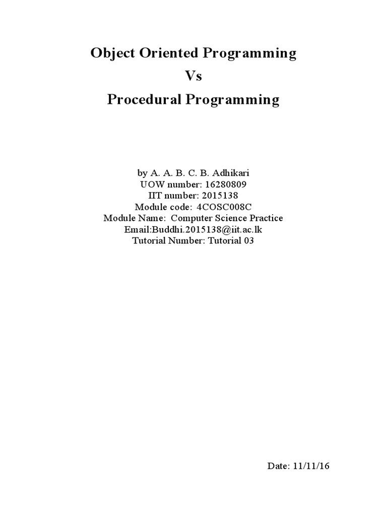 Object Oriented Programming Vs Procedural Programming | Download Free ...