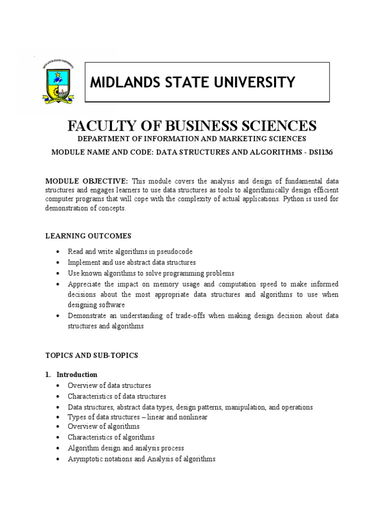 Data Structures and Algorithms Course | PDF | Algorithms | Mathematical Logic