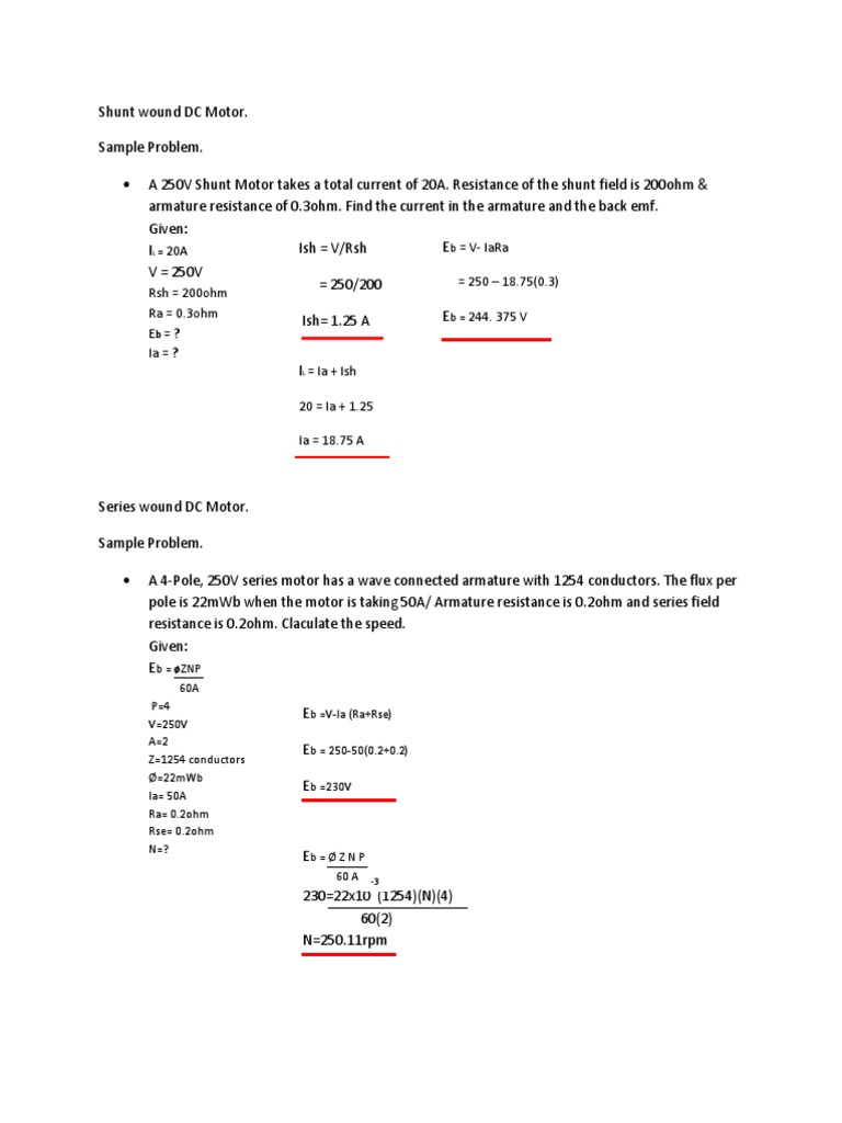 DC Motor Sample Problem | PDF | Electric Motor | Electricity
