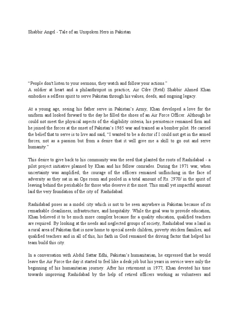 Tale of An Unspoken Hero | PDF