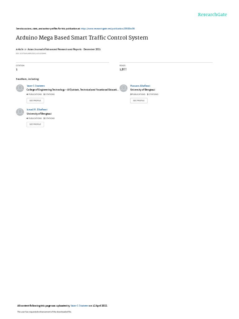 Ardunio Mega Based Smart Traffic Control System PDF | PDF | Ultrasound ...