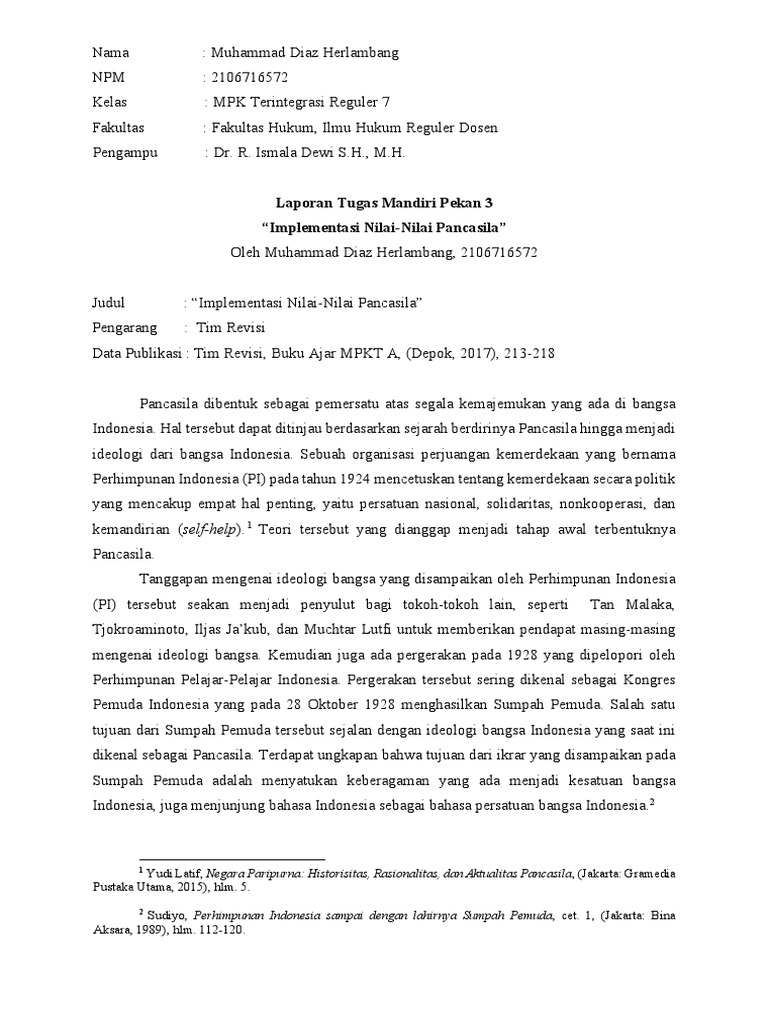 (LTM 3) MPKT Reguler 7 - Fakultas Hukum - Muhammad Diaz Herlambang - 2106716572 | PDF