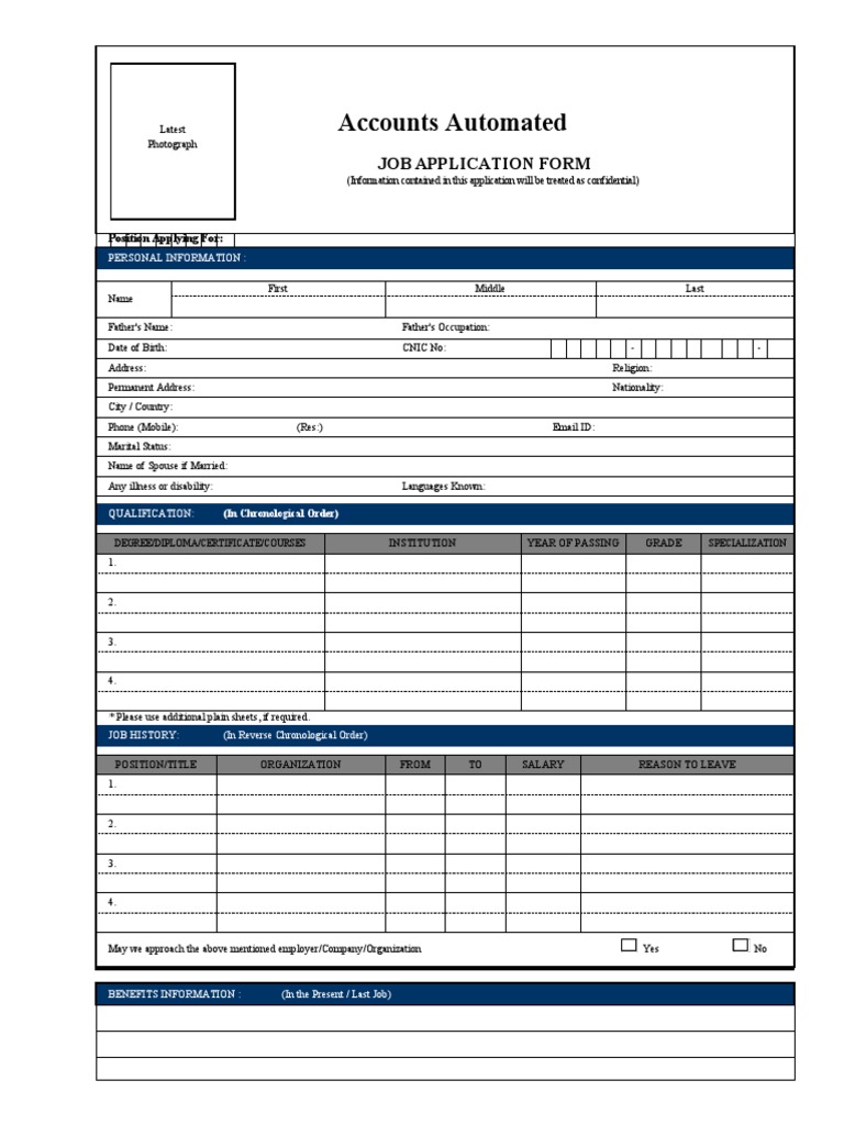 Job Application Form Template | PDF