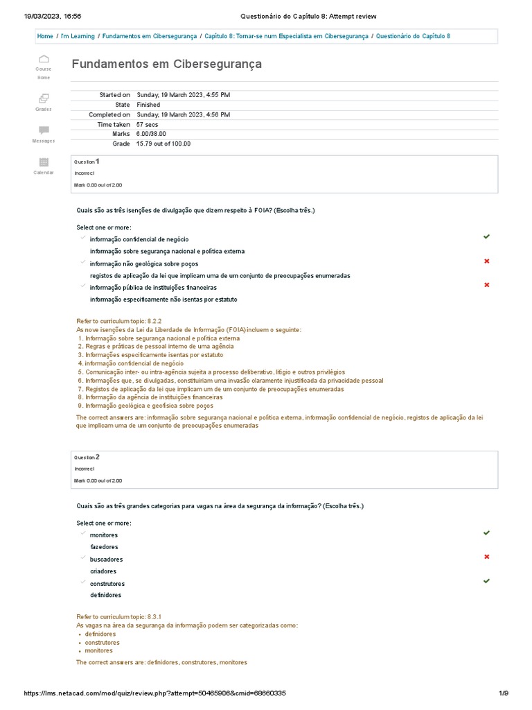 Questionário Do Capítulo 8 - Attempt Review PDF | PDF | Computação em ...