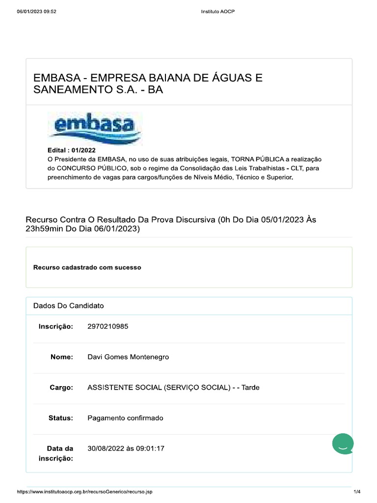 Recurso Embasa | PDF
