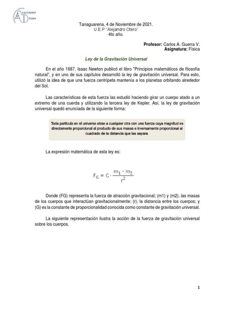 Gravitación Universal | PDF | Gravedad | Masa