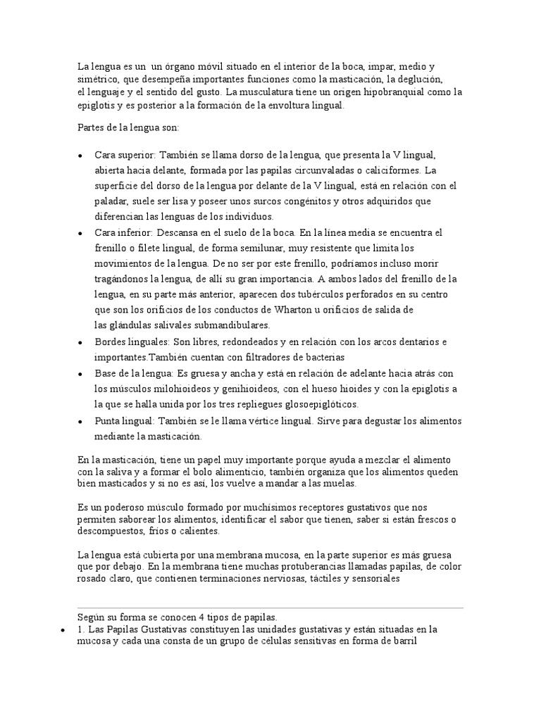 Anatomía y funciones de la lengua | PDF | Lengua | Anatomía