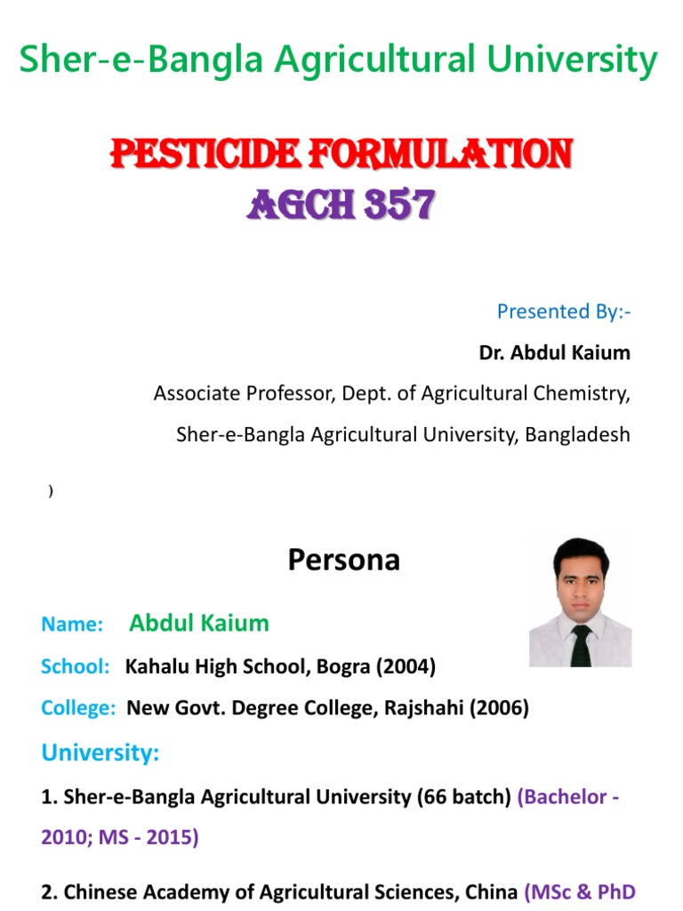 Pesticide Formulation (AGCH 357) | PDF | Pesticide | Emulsion