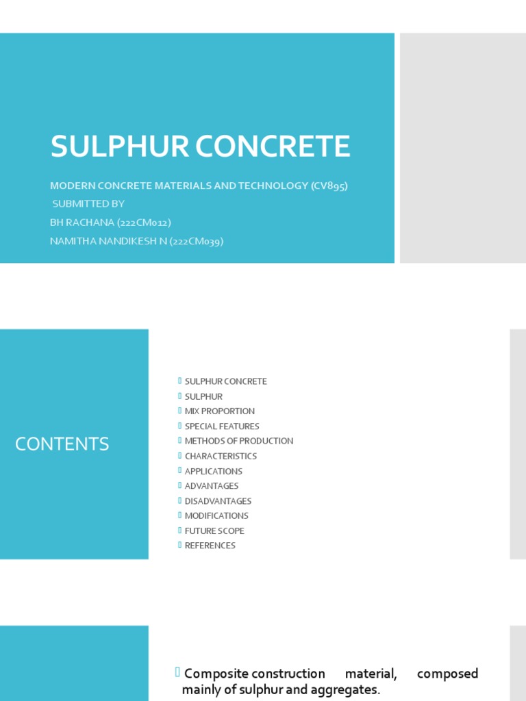 Sulphur Concrete: Modern Concrete Materials and Technology (Cv895 ...