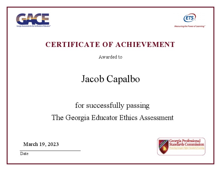 Ethics 360 Certificate of Achievement | PDF